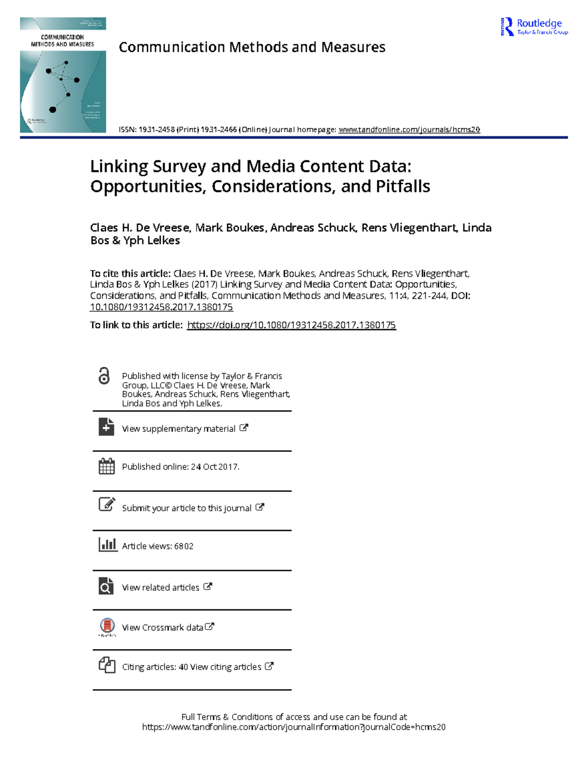 Linking Survey and Media Content Data: Insights and Challenges in ...