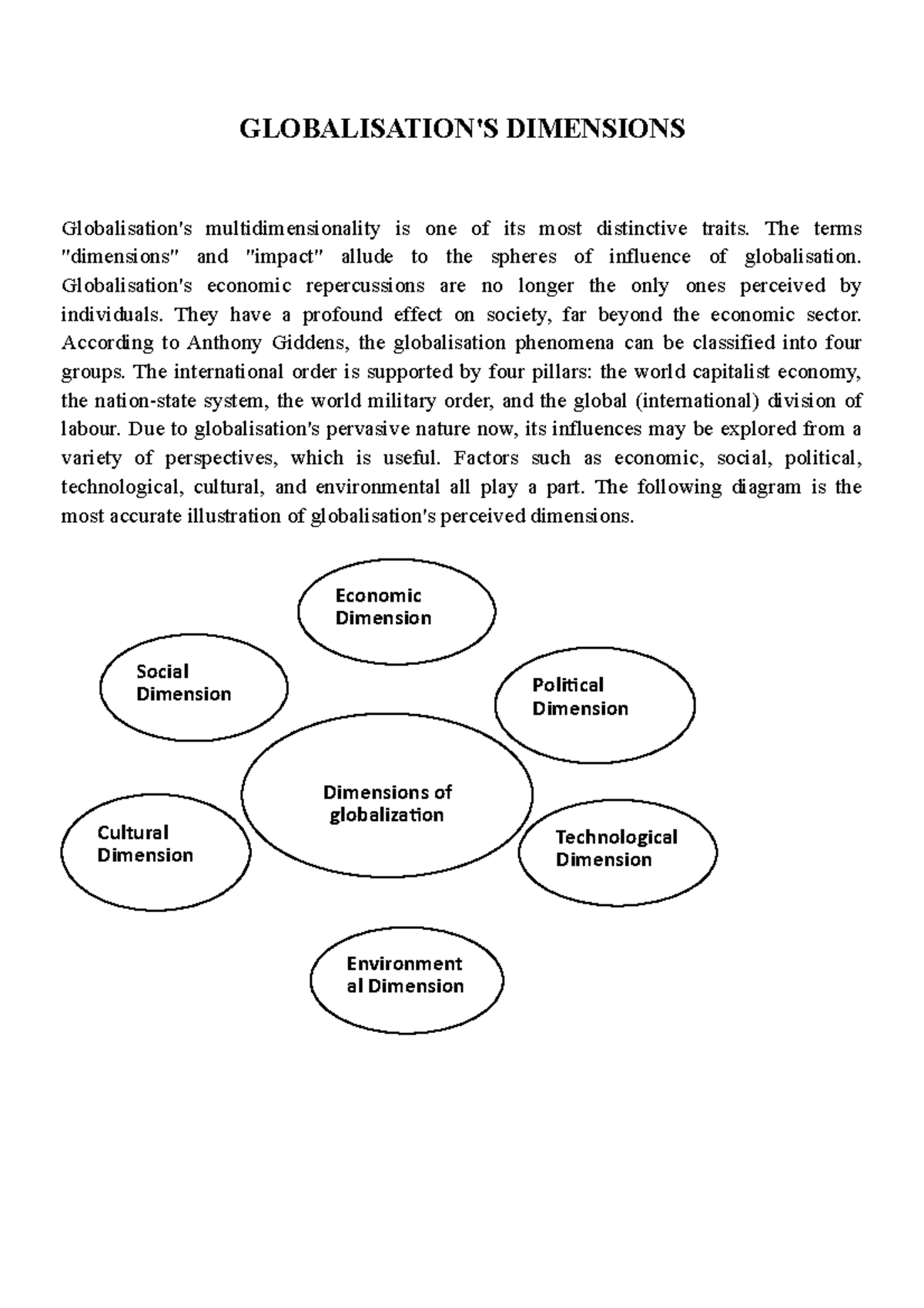 Dimensions of Globalisation: Economic, Social, Cultural Perspectives ...