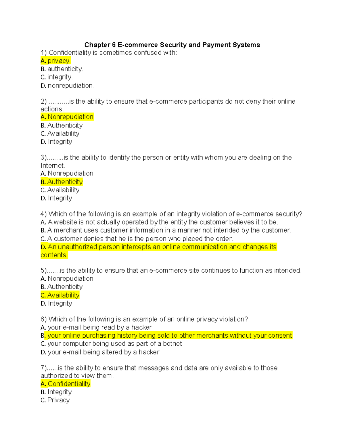 Chapter 6: E-Commerce Security & Payment Systems (EC) - Studocu