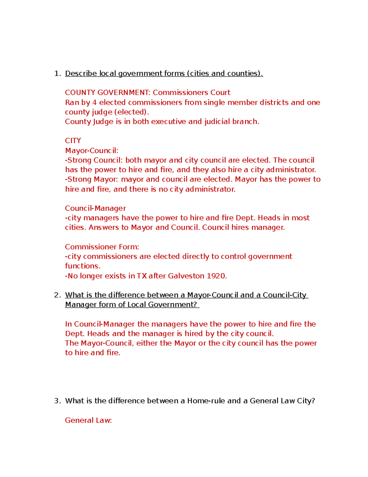 Texas Government 2306 EXAM 2 Comprehensive Review Notes - Studocu