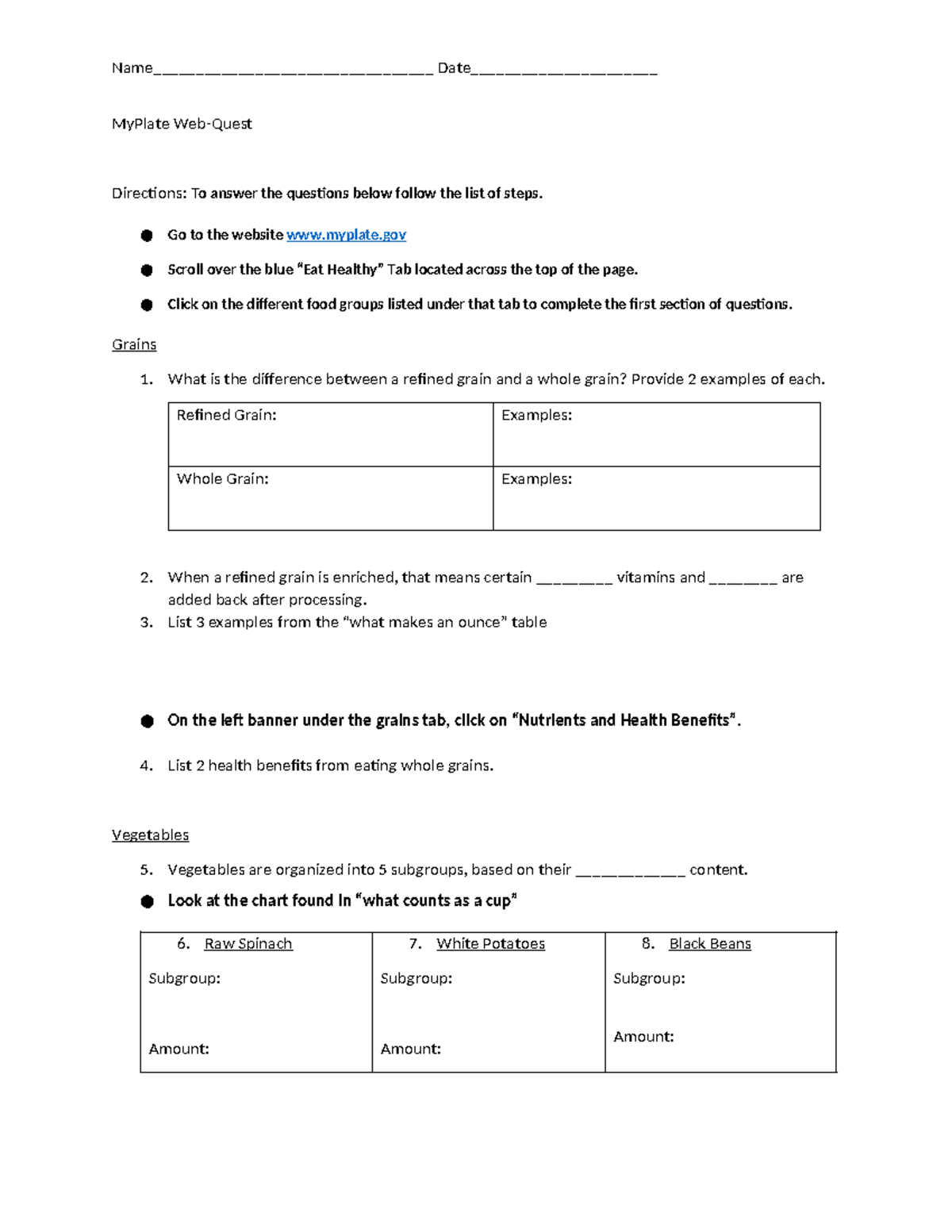 Michael Lara - My Plate Web Quest (1).docx · version 1 - MyPlate Web ...