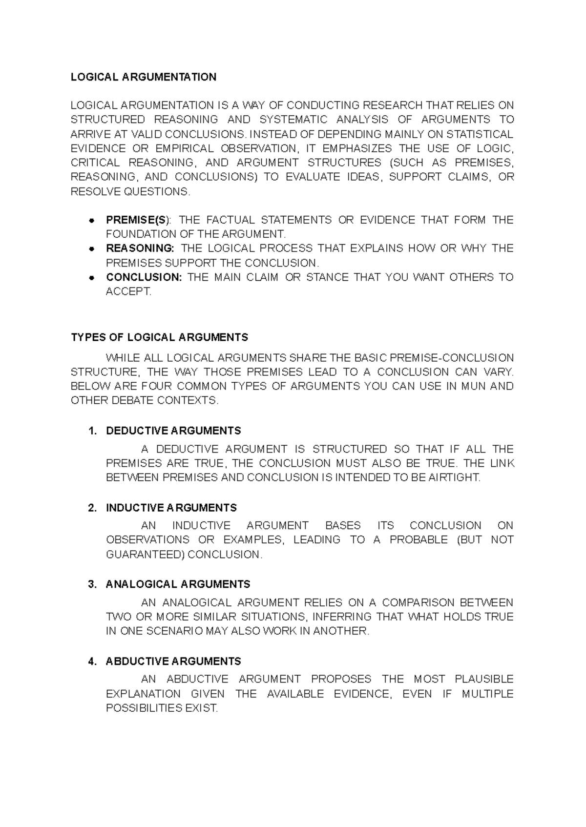 LOG 101: Understanding Logical Argumentation and Its Types - Studocu