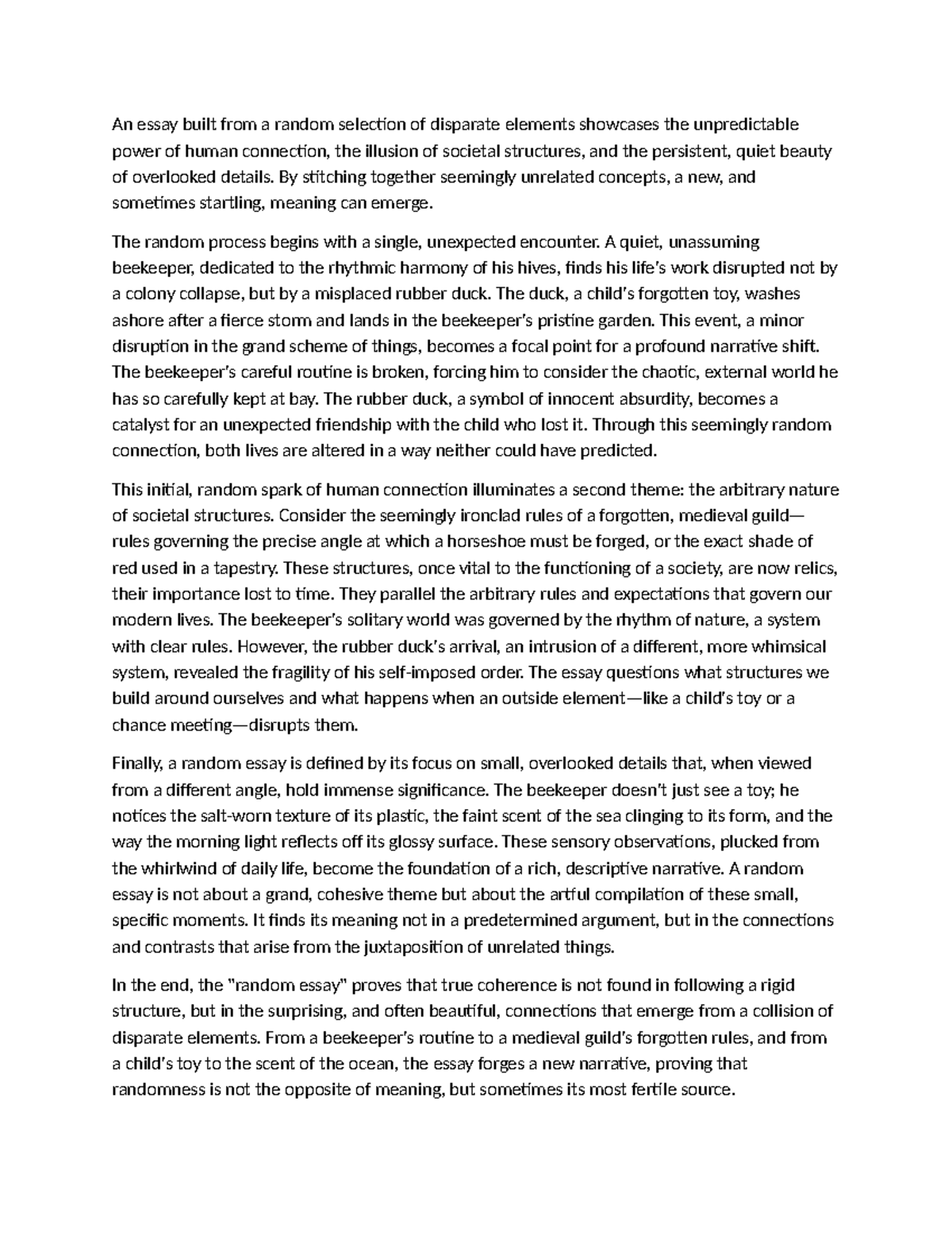 ENG 101 Essay: The Beauty of Random Connections and Details - Studocu