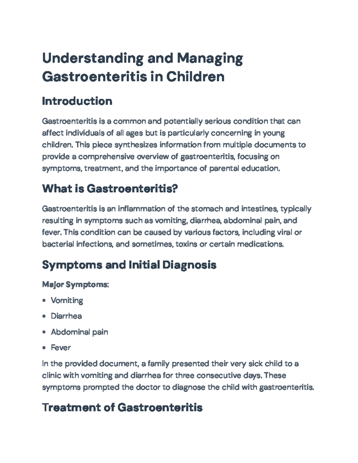 Managing Pediatric Gastroenteritis: Symptoms, Treatment, and Education ...