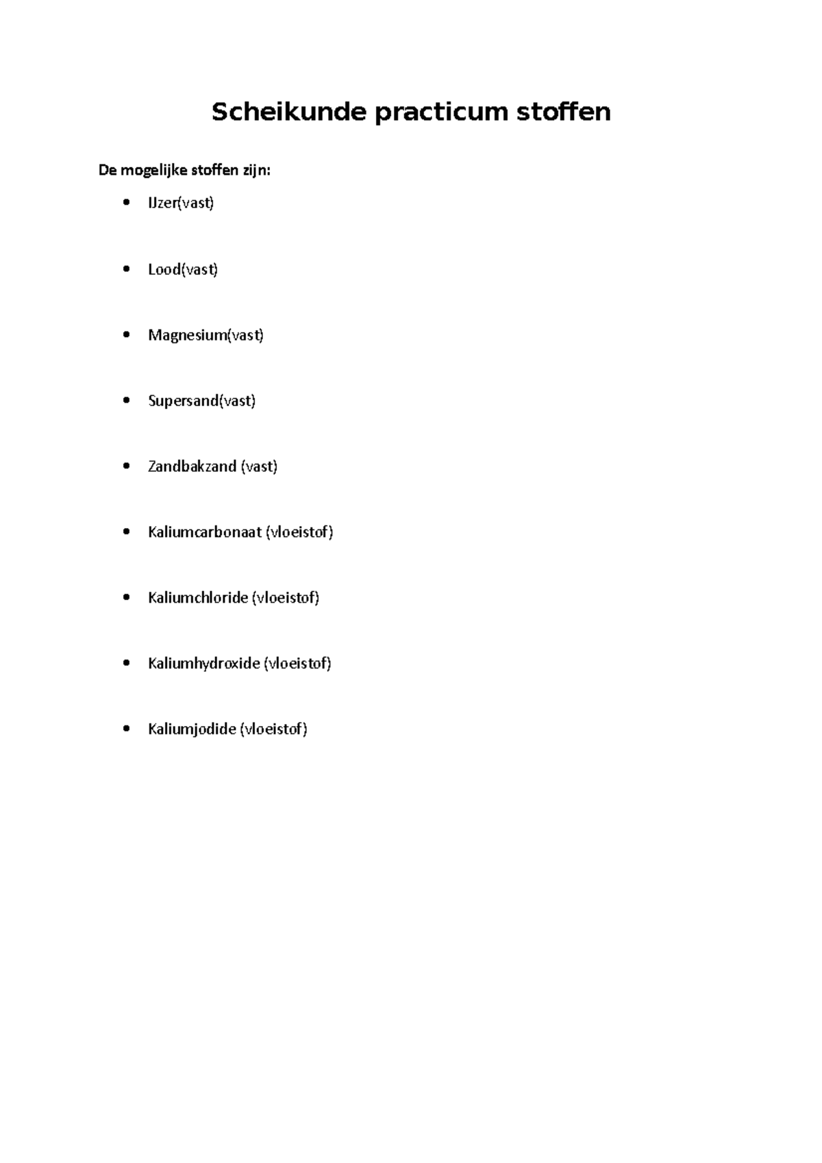 Scheikunde Practicum: Stoffen Identificatie 5V - Studeersnel