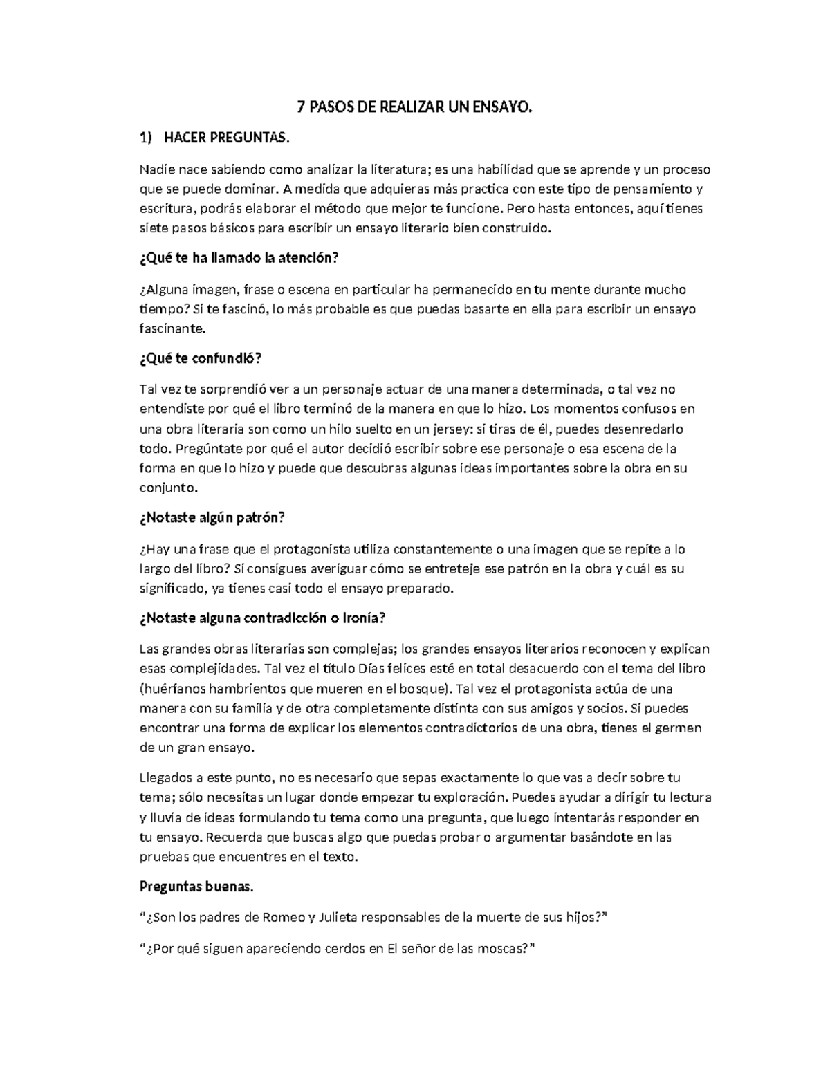 7 Pasos para Escribir un Ensayo Literario Efectivo - Studocu