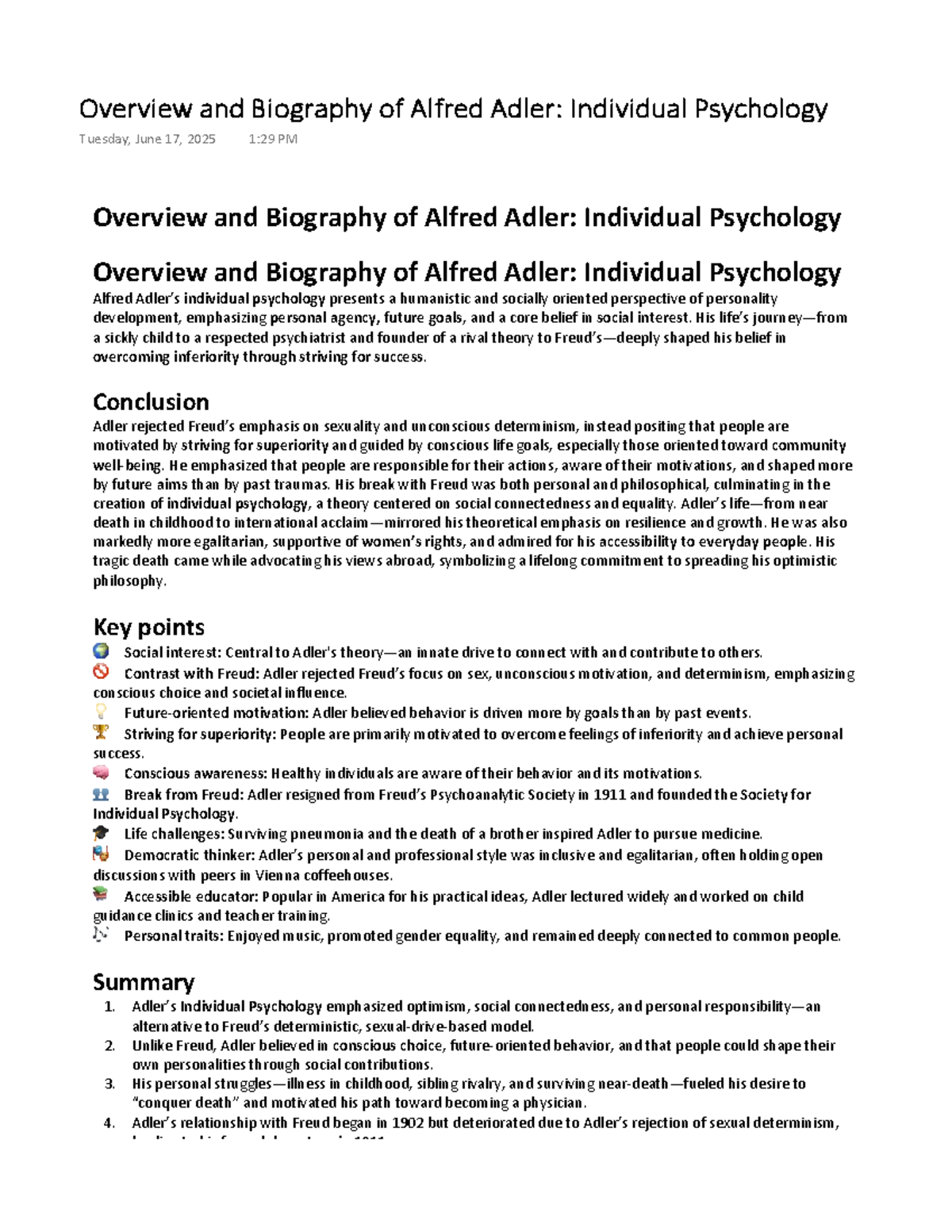 Overview of Alfred Adler's Individual Psychology: Key Concepts and ...