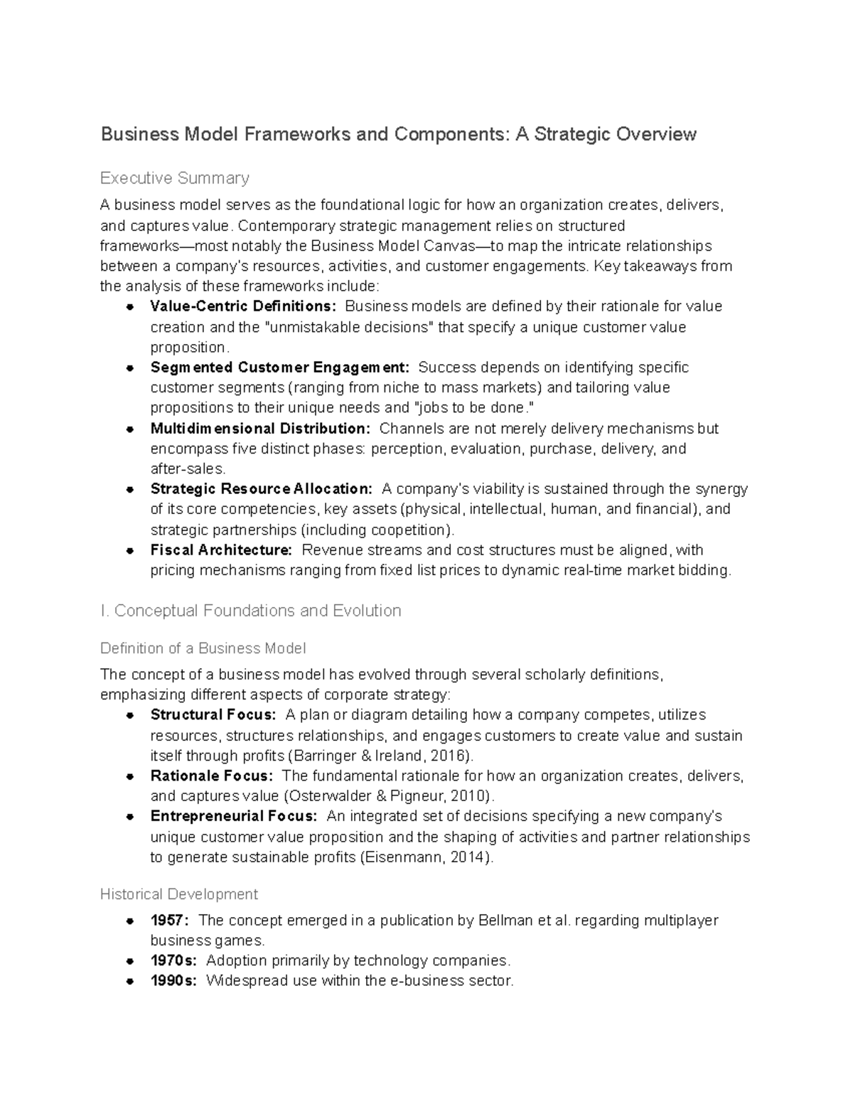 Business Model Frameworks & Components: A Strategic Overview - Studocu