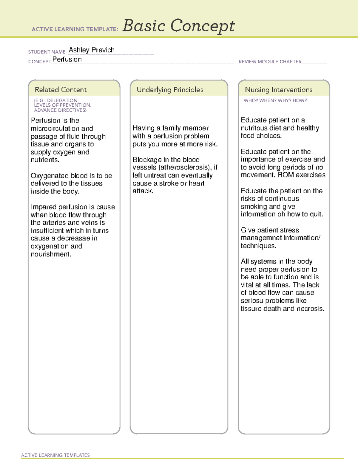 Basic Concept Perfusion - ACTIVE LEARNING TEMPLATES Basic Concept ...