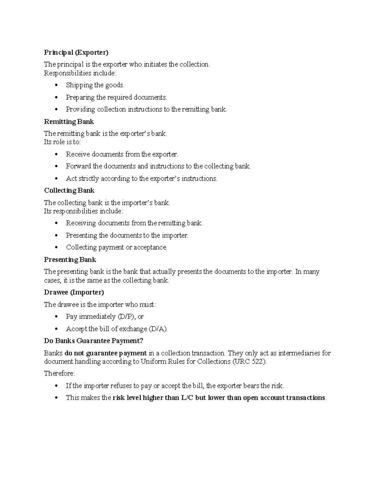 C3 - Understanding Roles in Export Collections Process - Studocu