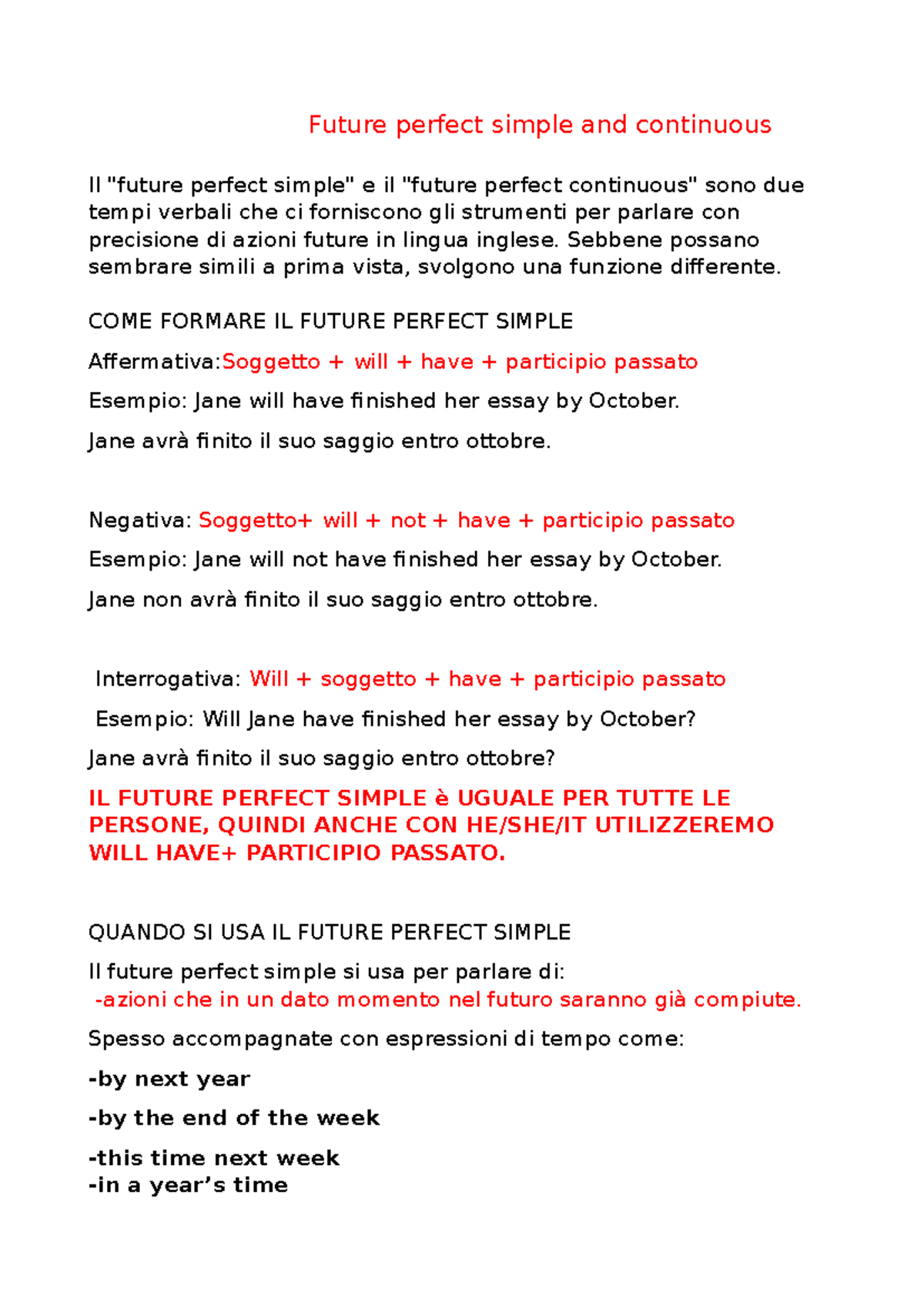 Future Perfect Simple & Continuous: A Comprehensive Guide - Studocu