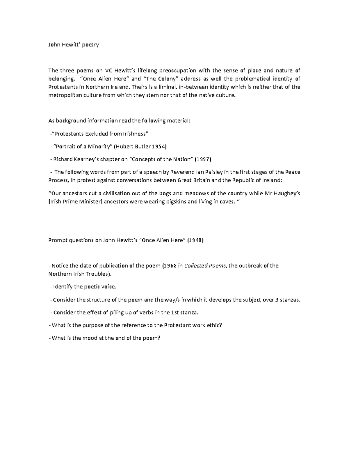 John Hewitt's Poetry: Exploring Identity and Belonging in Northern ...