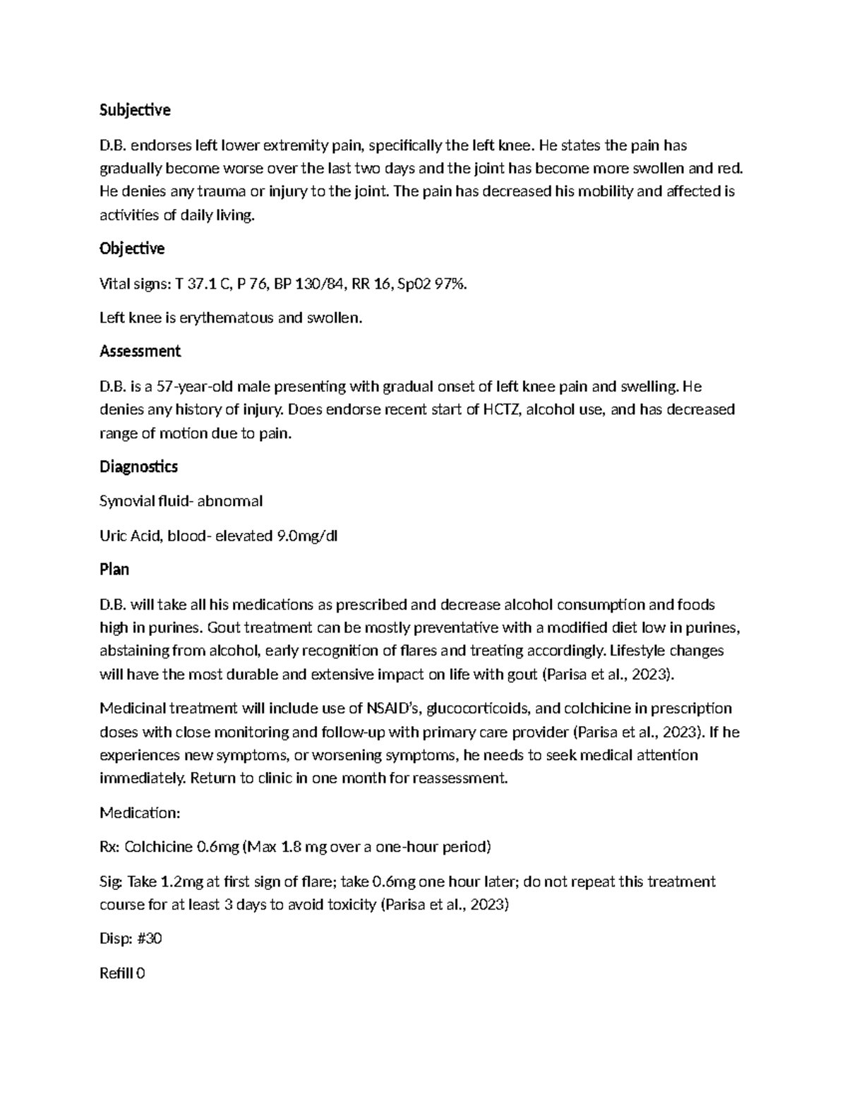 Week 5 i Human SOAP: Left Knee Pain Assessment & Plan - Studocu