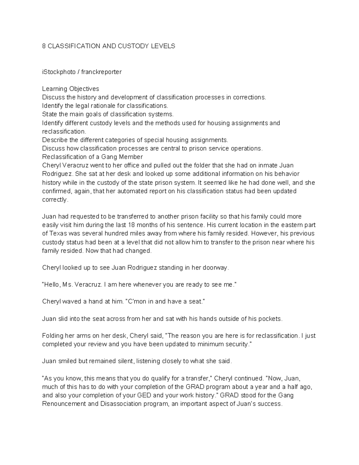 Inmate Classification and Custody Levels: Insights in CRJ 410 - Studocu