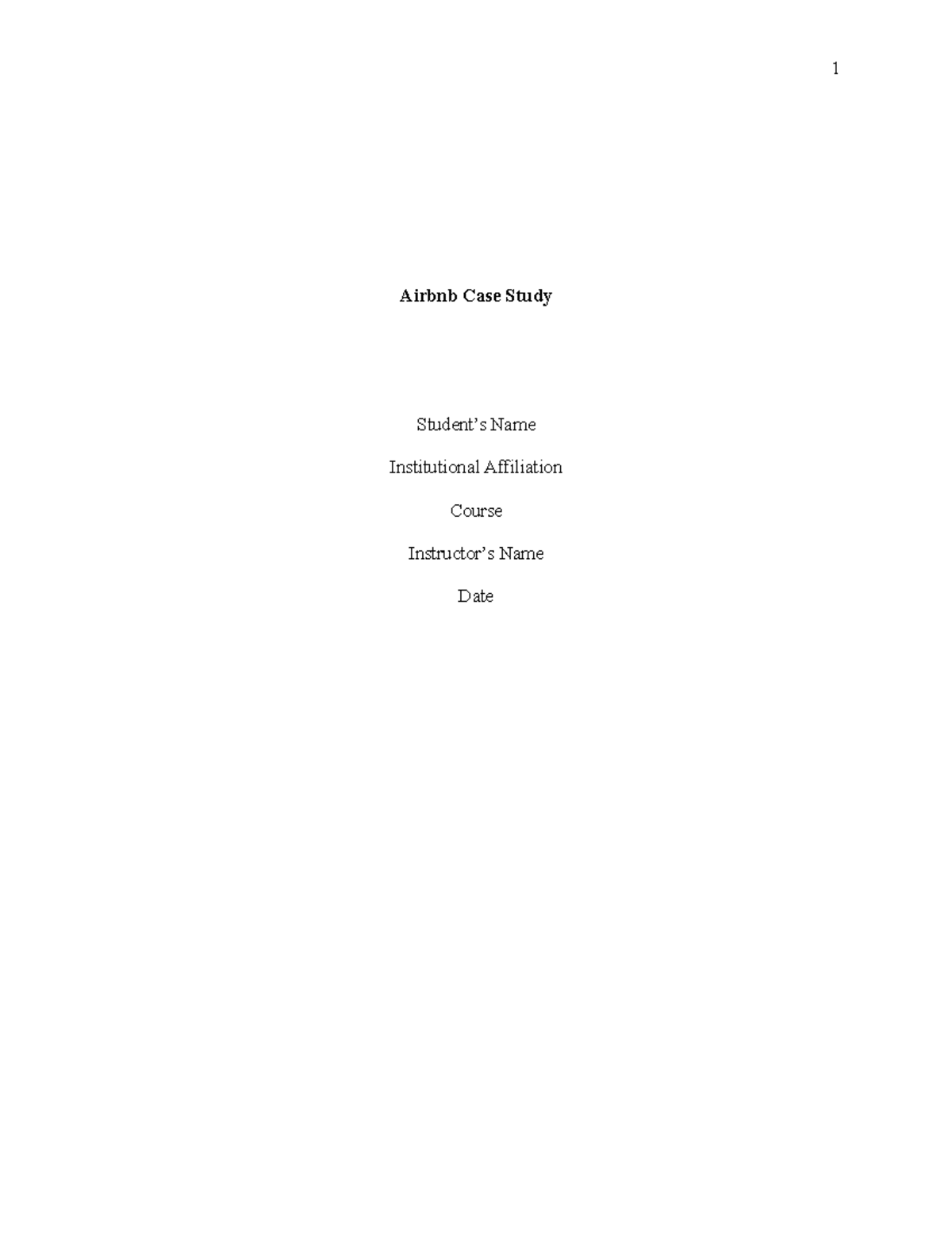 Airbnb Case Study - Airbnb Case Study Student’s Name Institutional ...