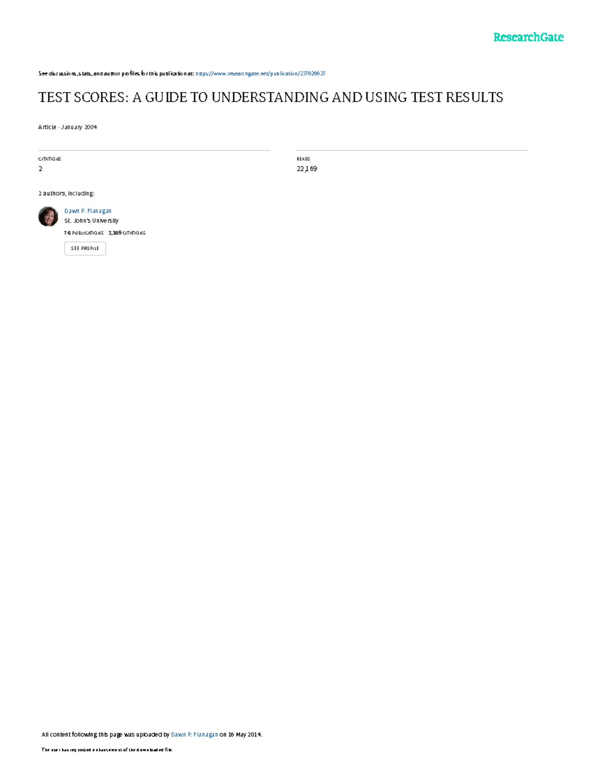 Understanding and Using Test Scores: A Guide by Flanagan & Caltabiano ...