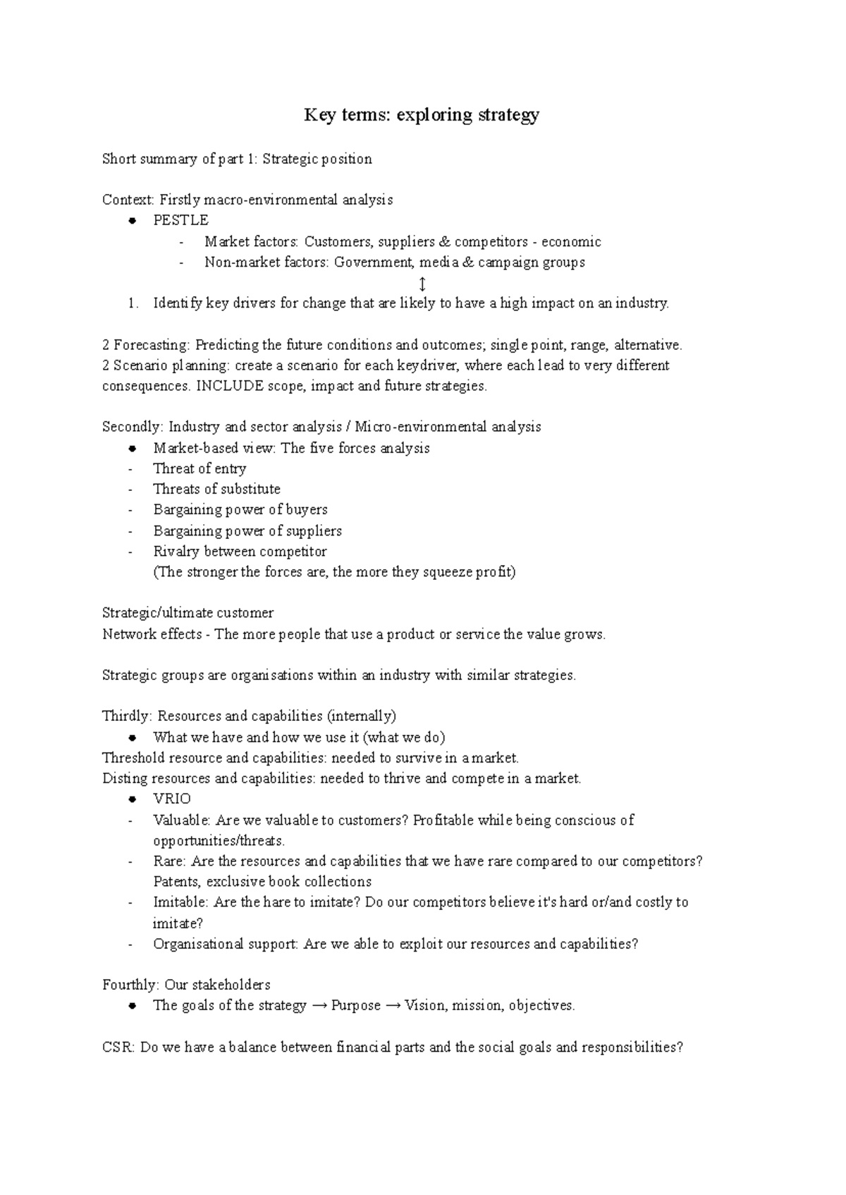 Key Terms on Strategy Analysis: Key Drivers & Frameworks (Course Code ...