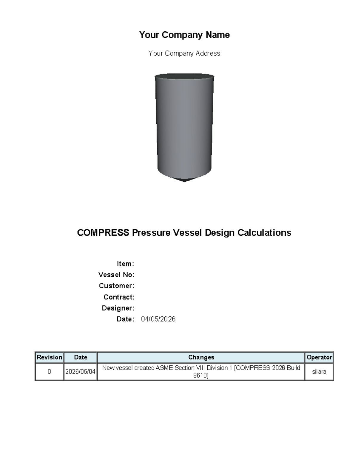 COMPRESS Pressure Vessel Design Calculations - Tanque Parafina Example ...