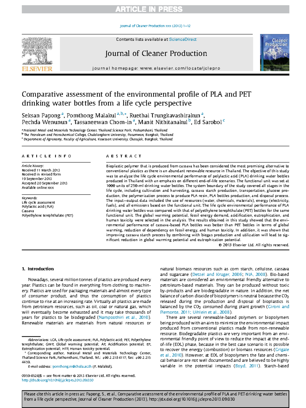 Comparative LCA of PLA vs PET Bottles: Environmental Impact Analysis ...