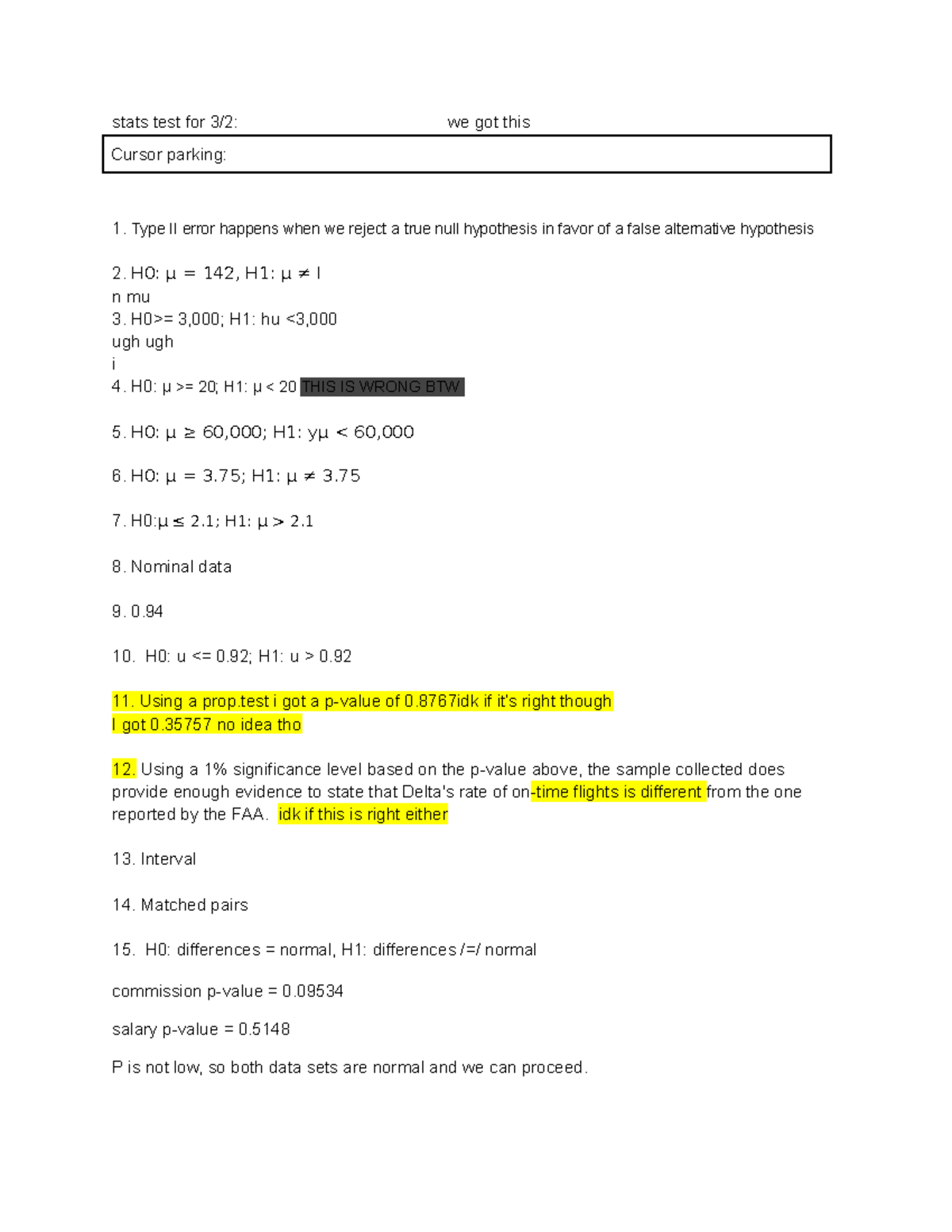 Stats Exam #2 Review Notes - Key Concepts and Hypothesis Tests - Studocu