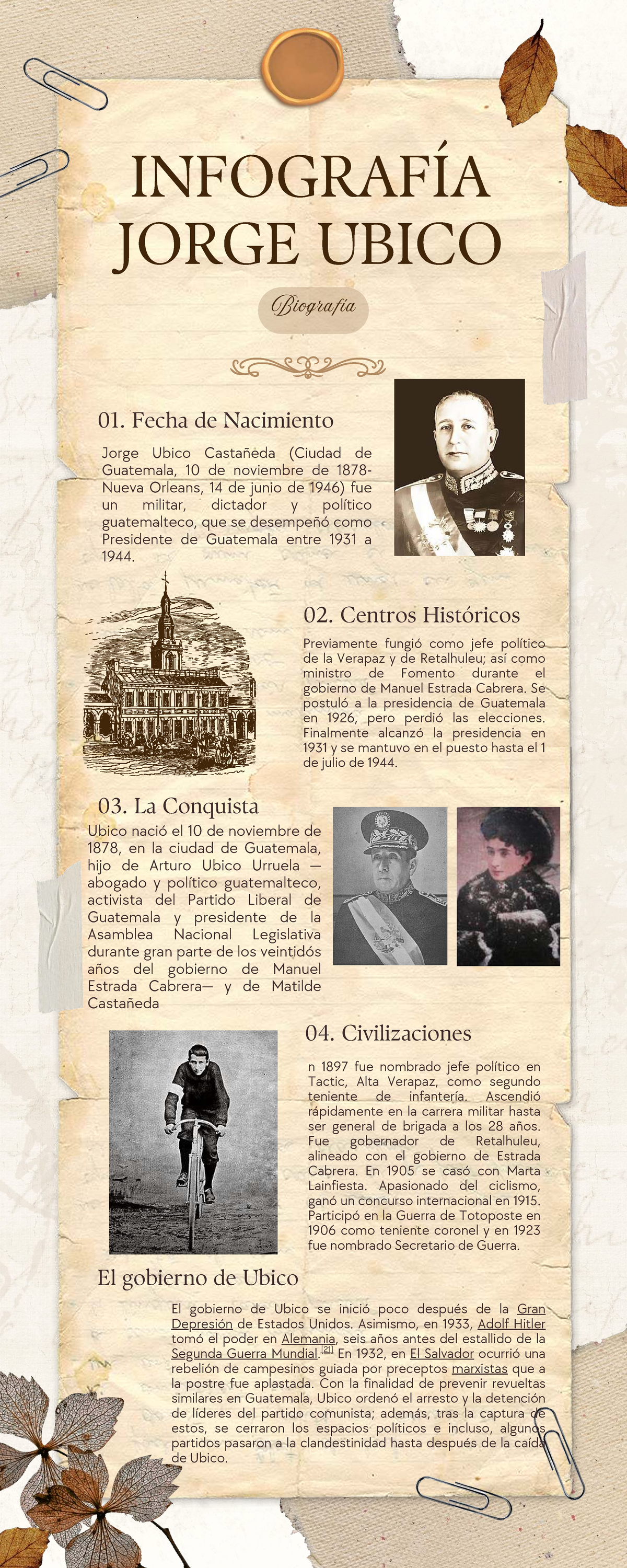 INFOGRAFÍA: Biografía de Jorge Ubico (1878-1946) y su Gobierno - Studocu