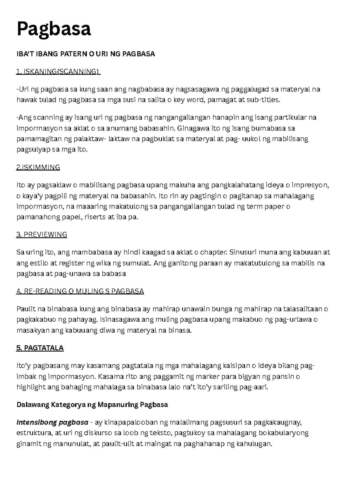 Pagbasa 2024: Mga Paraan at Uri ng Mapanuri at Deskriptibong Pagbasa ...