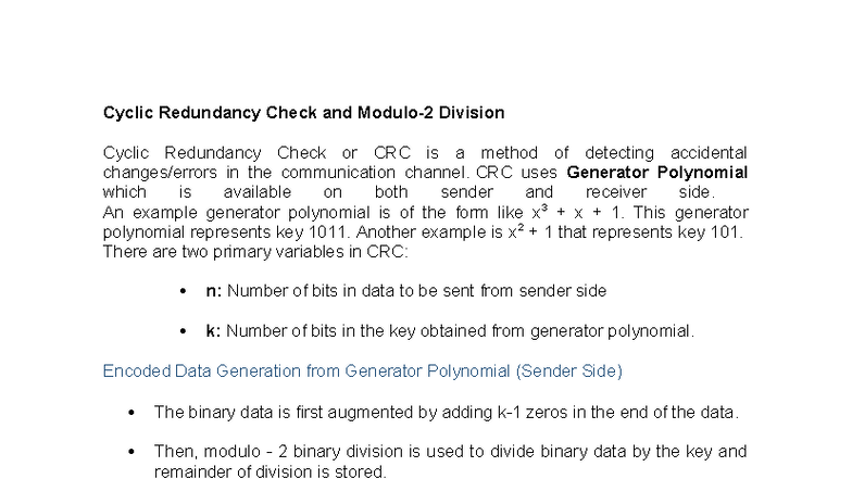 Cyclic Redundancy Check (CRC) and Hamming Code Overview - CN Papers ...