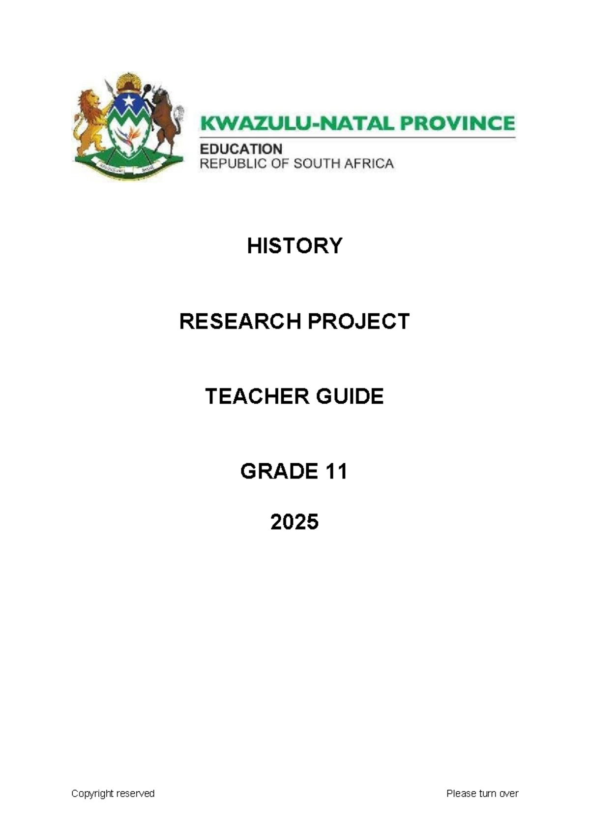 Grade 11 History Research Project Teacher Guide 2025 - Studocu