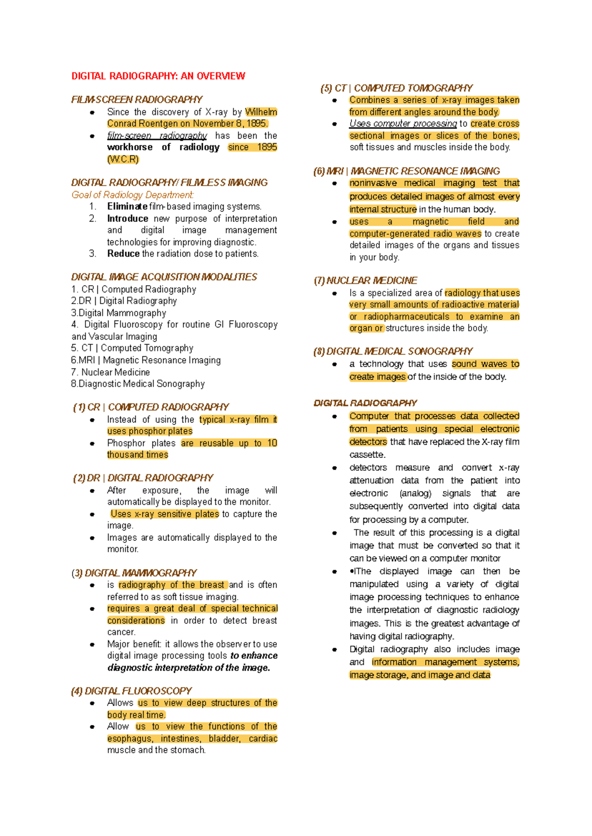 CRDR - Comprehensive Notes on Digital Radiography for P1 - Studocu