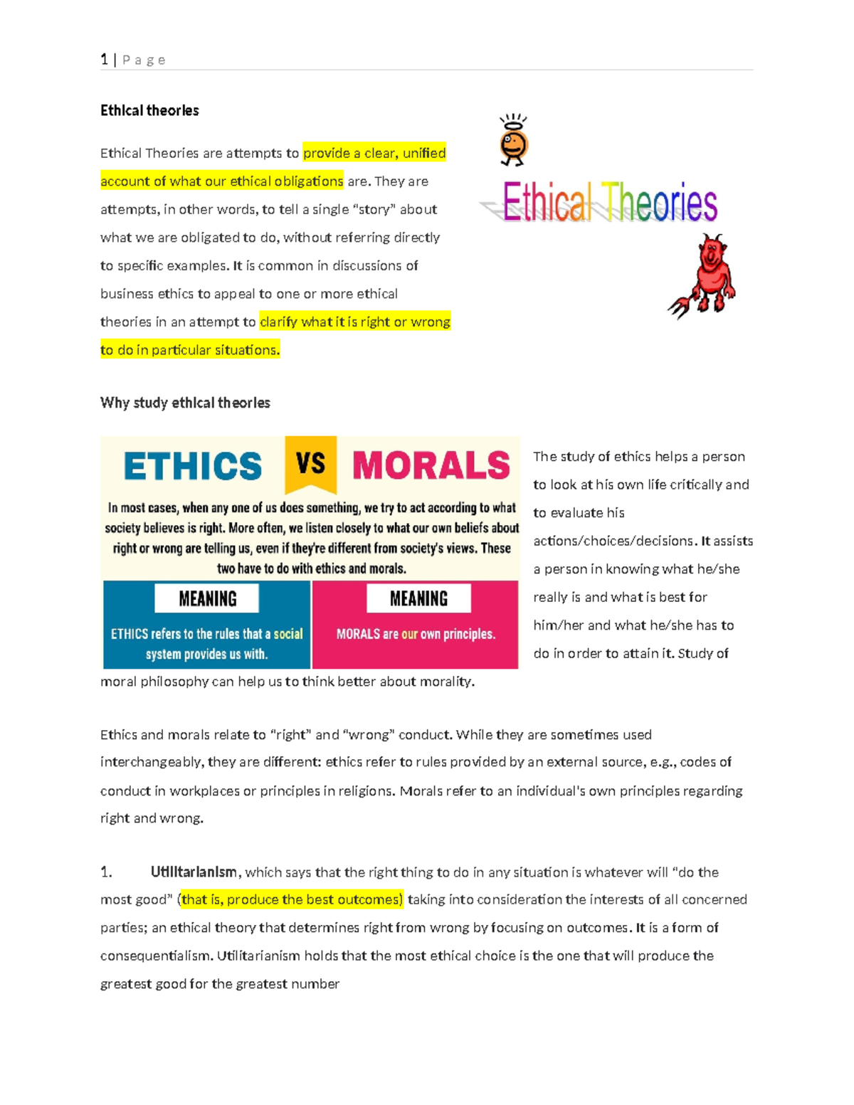 Ethical Theories Overview: An Analysis for Course 9ce96538902 - Studocu