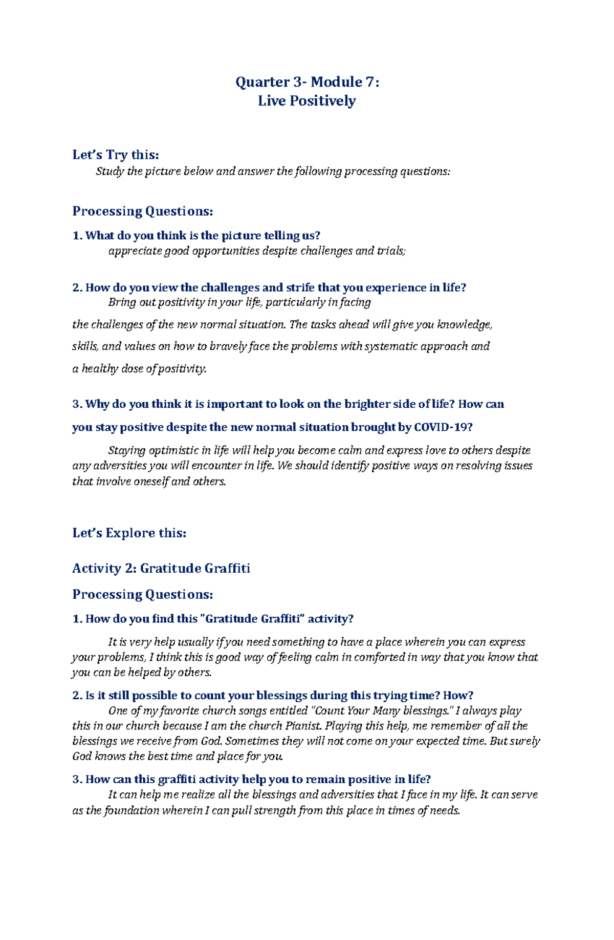 Q3 - Module 7: Live Positively - Embracing Optimism through Challenges ...