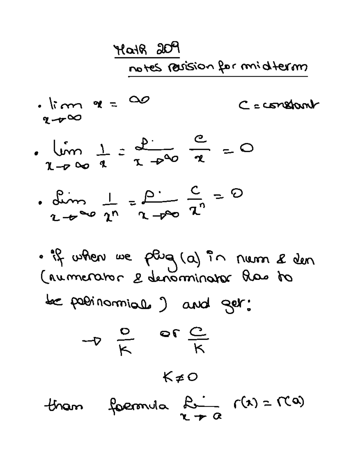 Math 209 midterm practice notes - Math 209 notes revision for midterm ...