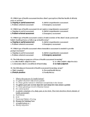 Health Assessment - lecture notes - HEALTH ASSESSMENT —-—-—- (Week 1-2 ...