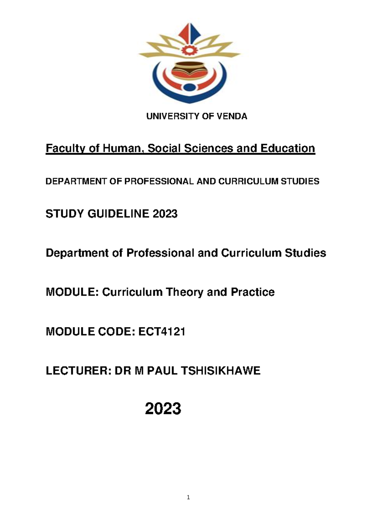 Curriculum Theory & Practice Study Guide ECT 4121 for 2023 - Studocu