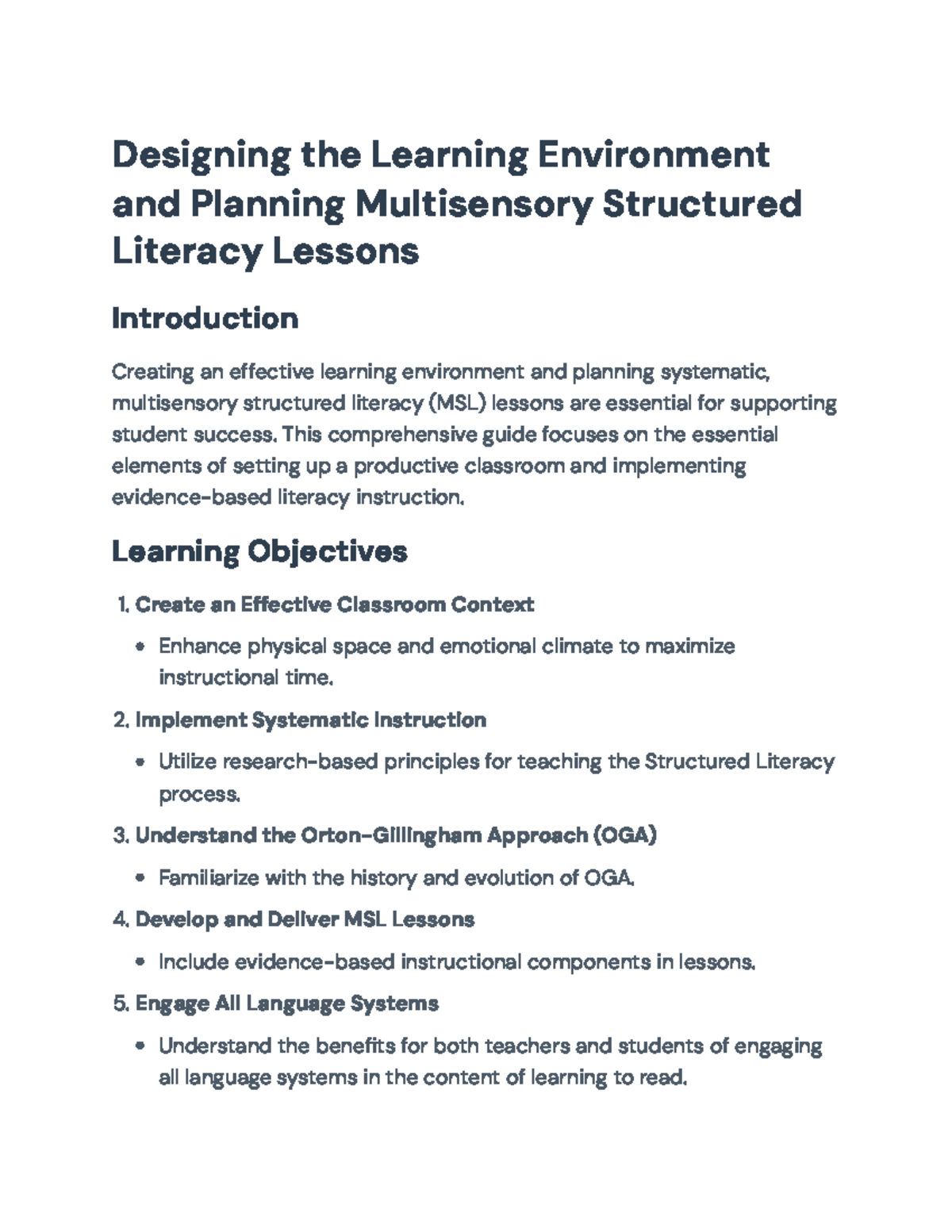 Designing Effective Learning Environments and MSL Lesson Plans ...