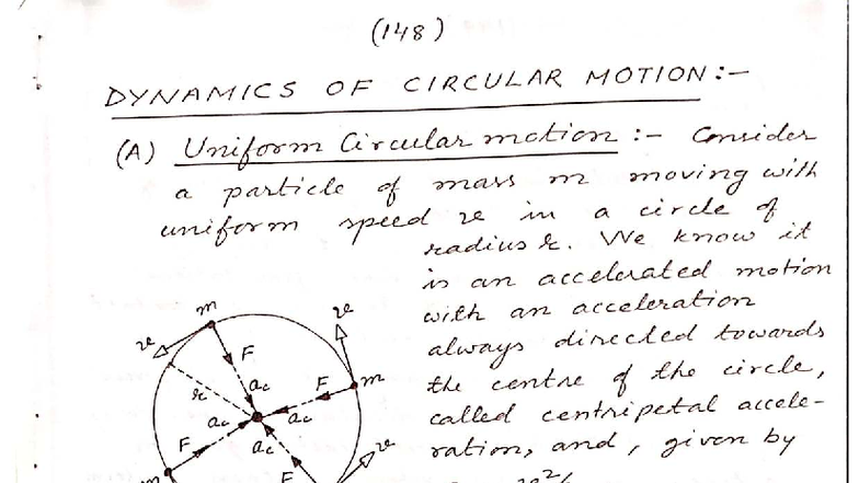 Dynamics of Circular Motion (TUS) - Laws of Motion Study Notes - Studocu