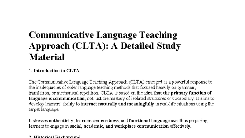 CLTA: Comprehensive Study on the Communicative Language Teaching ...