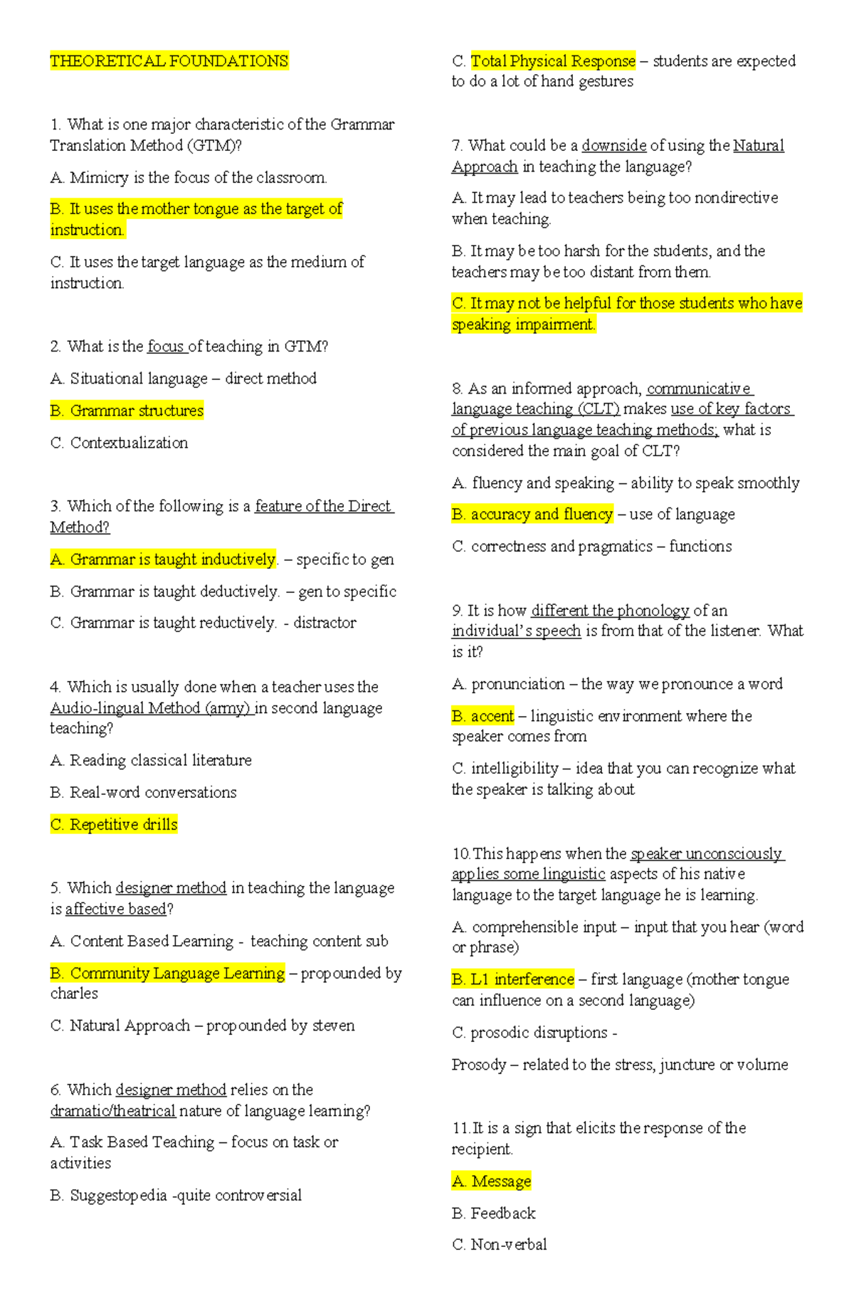 QUIZ 1 - Linguistics - THEORETICAL FOUNDATIONS What is one major ...
