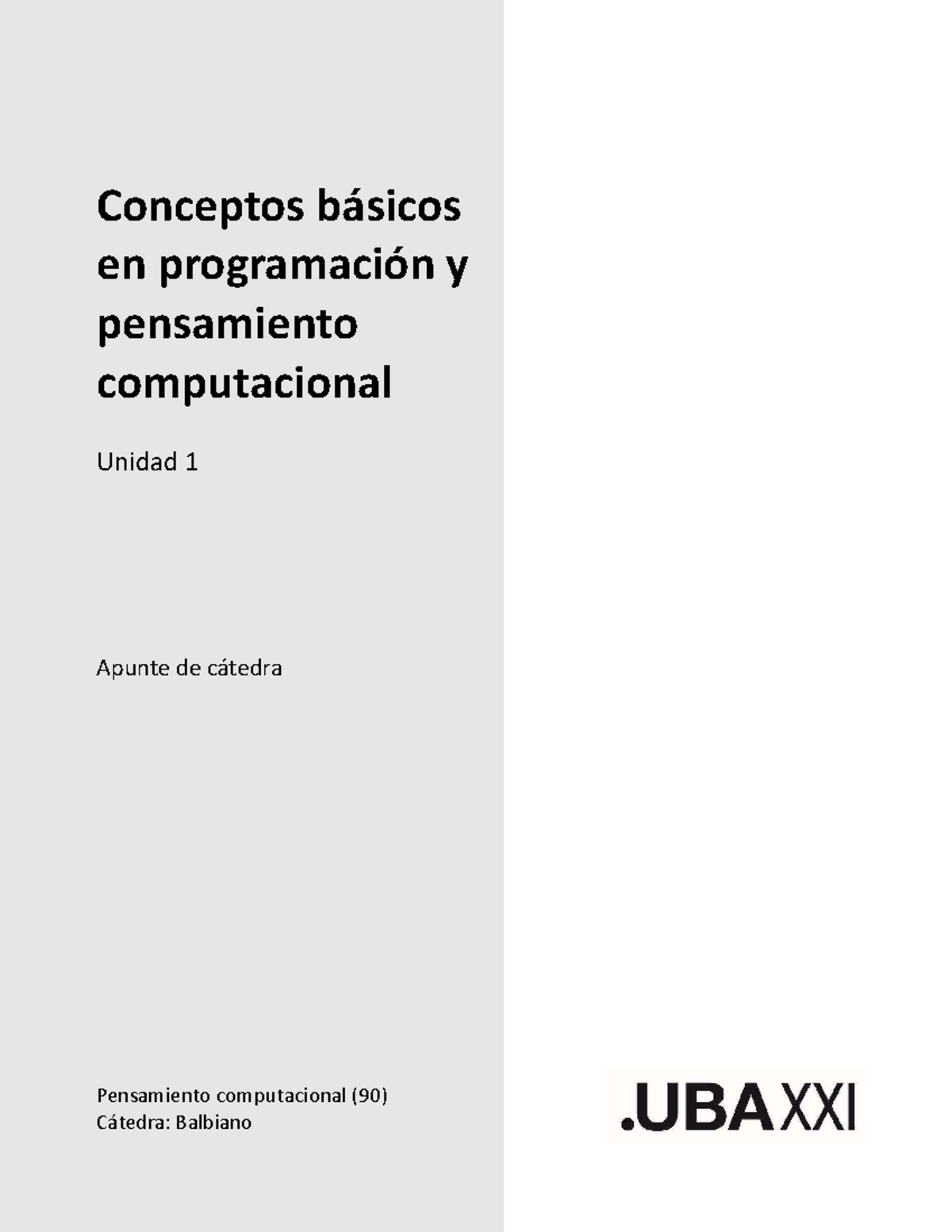 Conceptos Básicos en Programación y Pensamiento Computacional (90) - Apunte de - Studocu