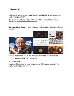 Realities Globalization and religion - Thank you so much, miss Landayan ...