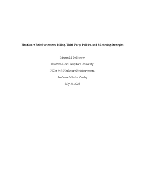 HCM 345 Final Project Milestone 1 - Maximizing Healthcare Reimbursement ...