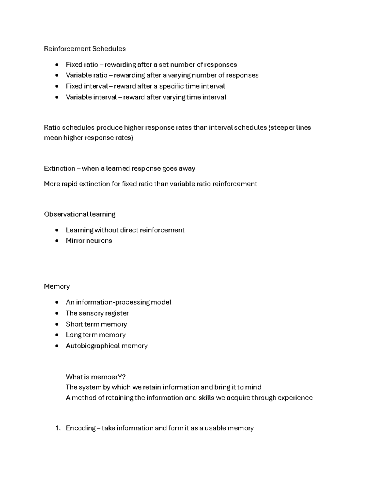 Memory Processes and Forgetting Mechanisms: Key Concepts Overview - Studocu