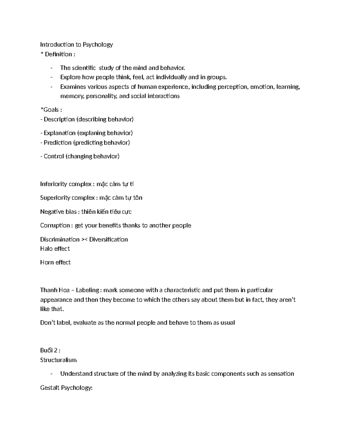 Introduction to Psychology B1: Key Concepts and Theories - Studocu