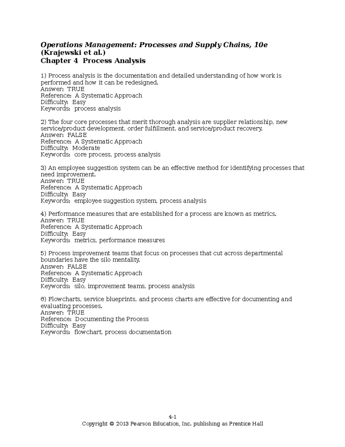 Ch04 - Process Analysis in Operations Management: Key Concepts - Studocu