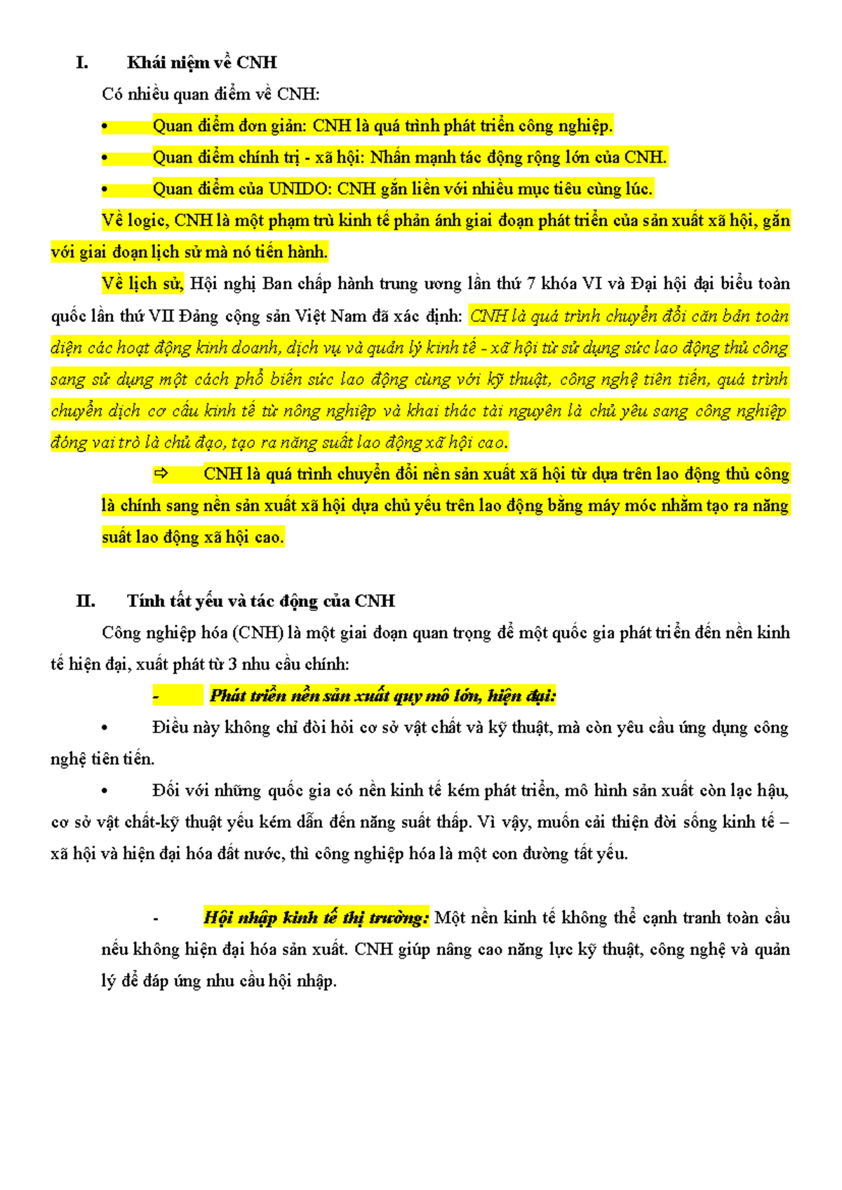 TT-KTCT - Khái niệm và Tác động của Công nghiệp hóa (CNH) - Studocu