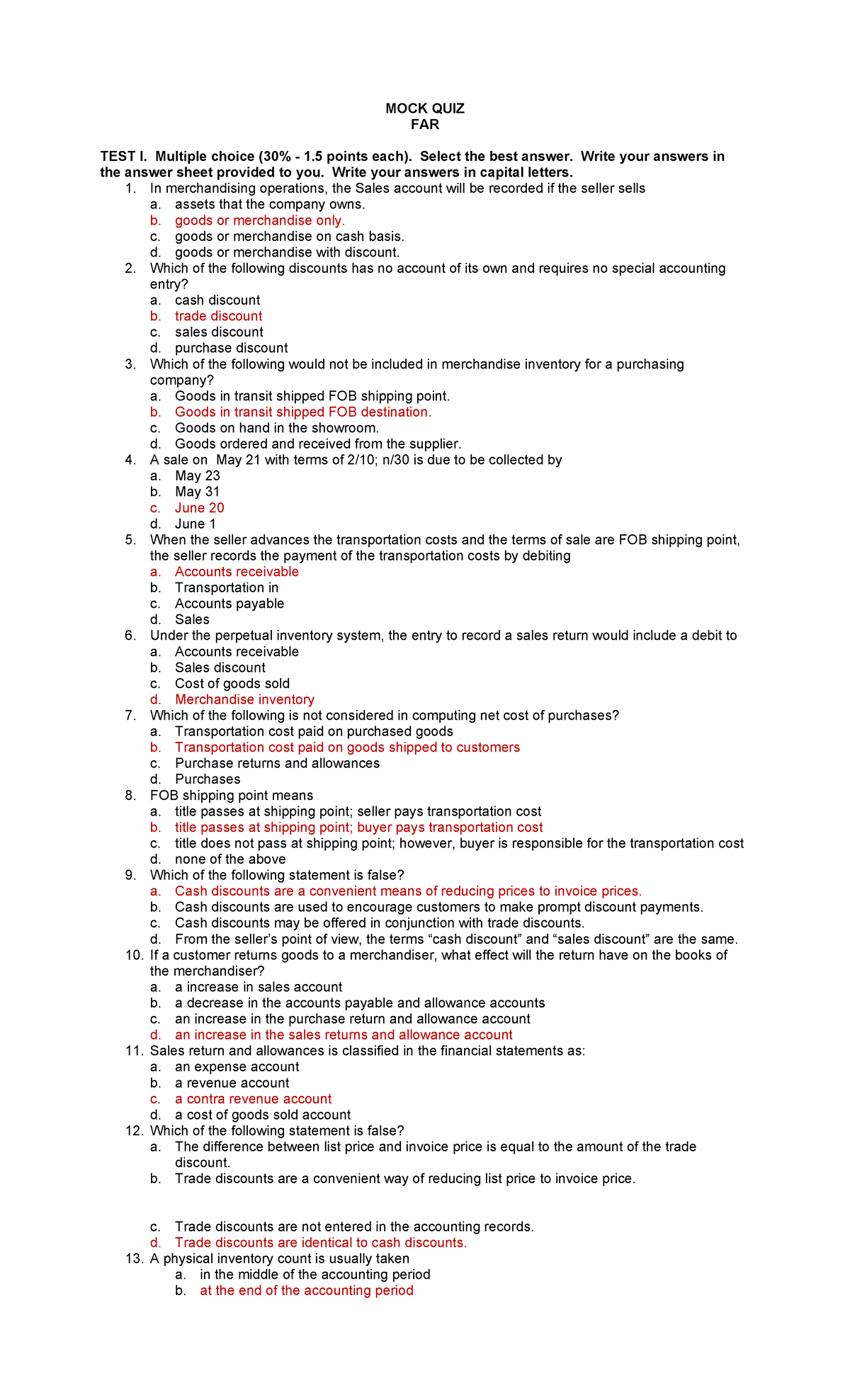 Quiz-merchandising-bsa-101-2015-2016-with-solution compress - MOCK QUIZ ...