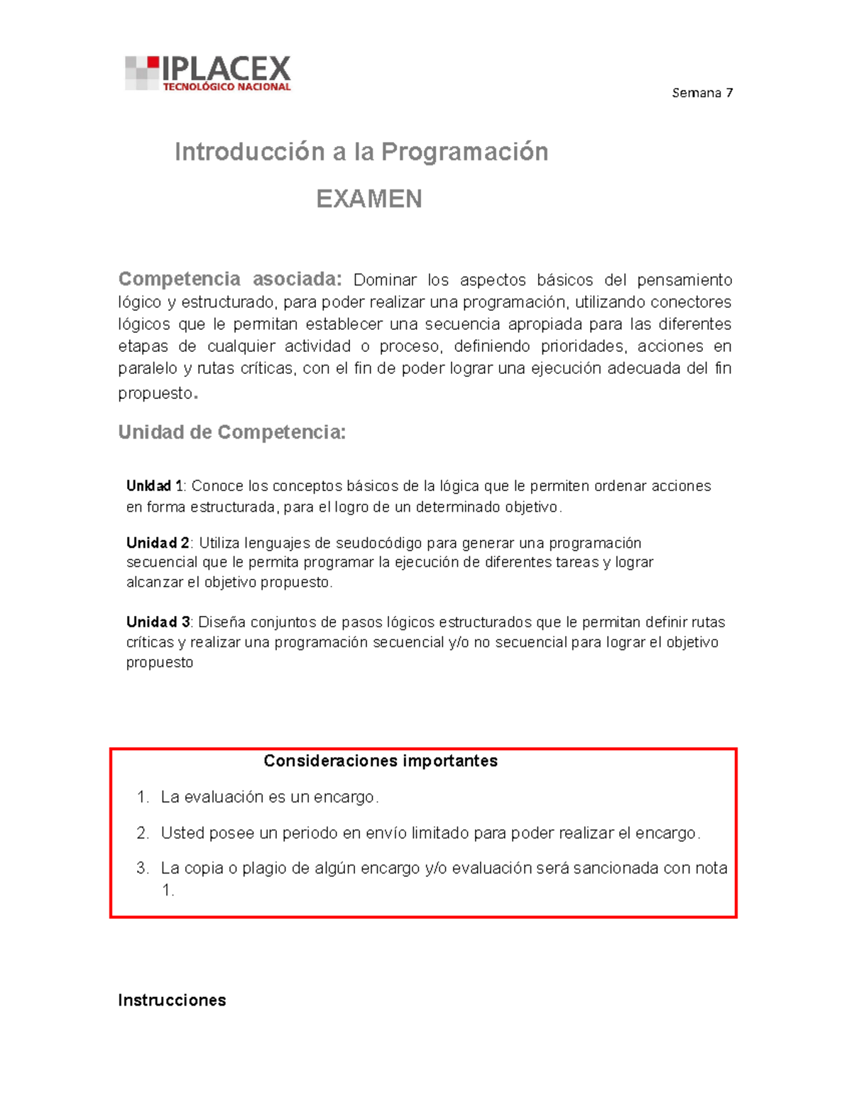 Examen Final de Introducción a la Programación - Algoritmos básicos - Studocu