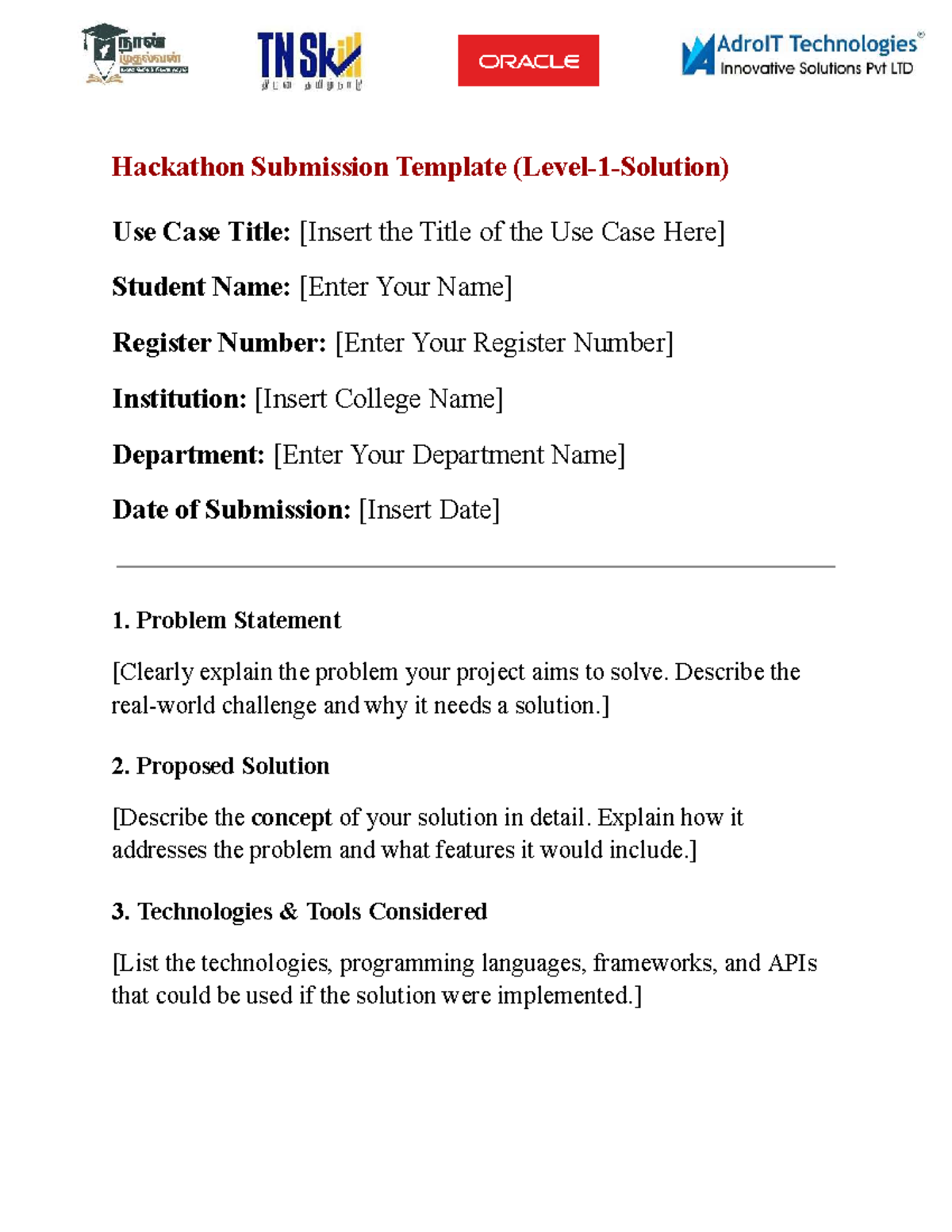 Hackathon Submission Template (Level-1-Solution) Guide - Studocu