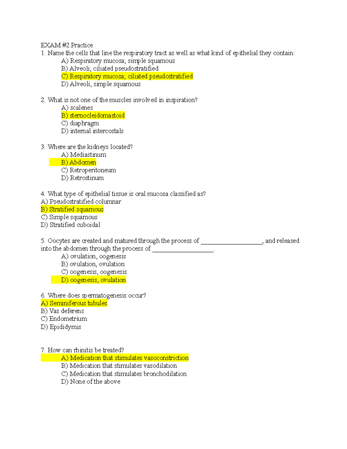 Anatomy Exam #2 Study Guide - Key Concepts and Practice Questions - Studocu