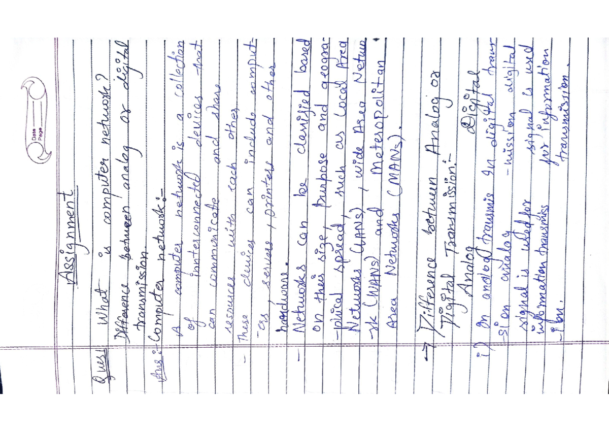Cn - Computer networks assignment nites - Date Page Assignment Ques ...